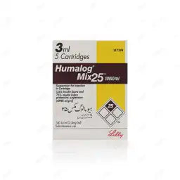 Humalog Mix 25 Injection 100U/Ml Cartridges (1 Box = 5 Cartridge ...