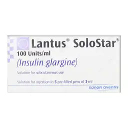 Lantus Solostar Injection 3Ml Prefilled Pen 100Units/Ml (1 Box = 5 Pre ...