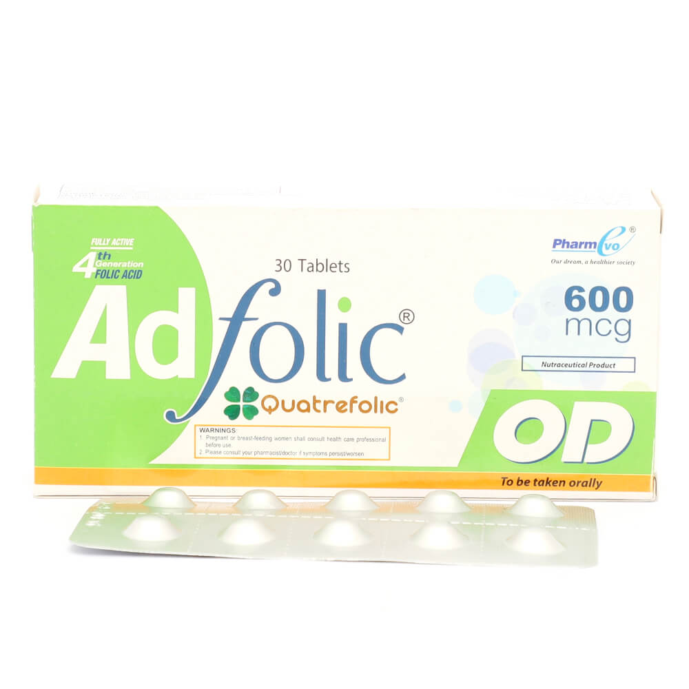 Adfolic Od Tablets 600Mcg (1 Box = 3 Strips) (1 Strip = 10 Tablets ...
