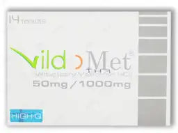 Vildomet Tablets 50Mg/1000Mg (1 Box = 2 Strips) (1 Strip = 7 Tablets ...