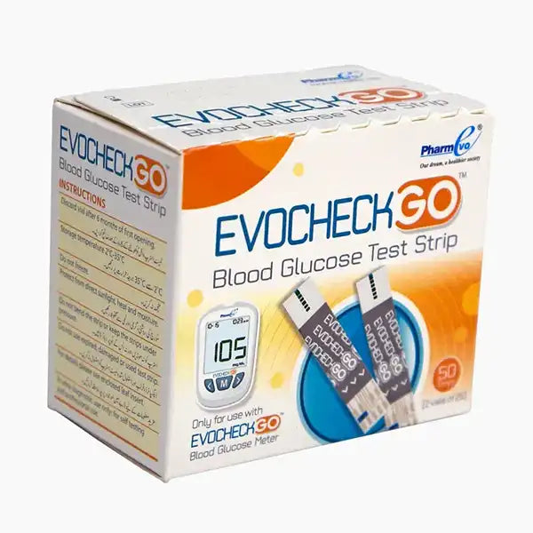 Evocheck Go Blood Glucose Test Strips (Box = 50 Test Strips) – Taabib.com