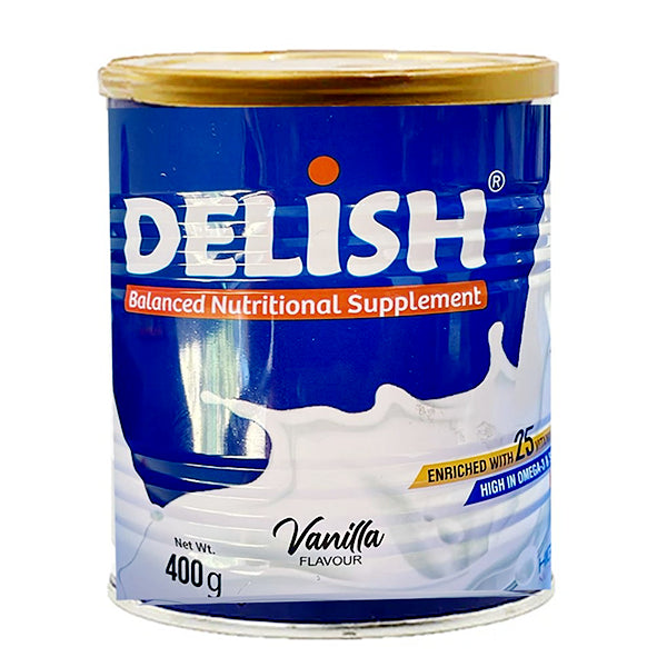 Delish Nutritional Supplement Vanilla Powder Milk 400G Tin – Taabib.com